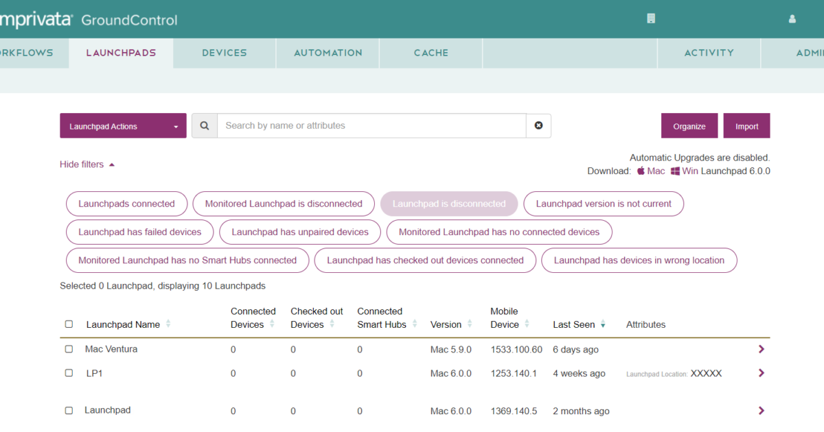 Launchpad List – Mobile Access Management