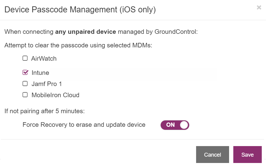 Clearing Passcodes – Mobile Access Management