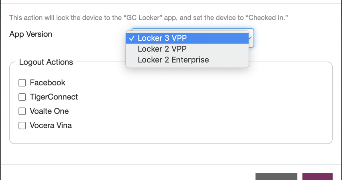 Check In Device Actions – Mobile Access Management