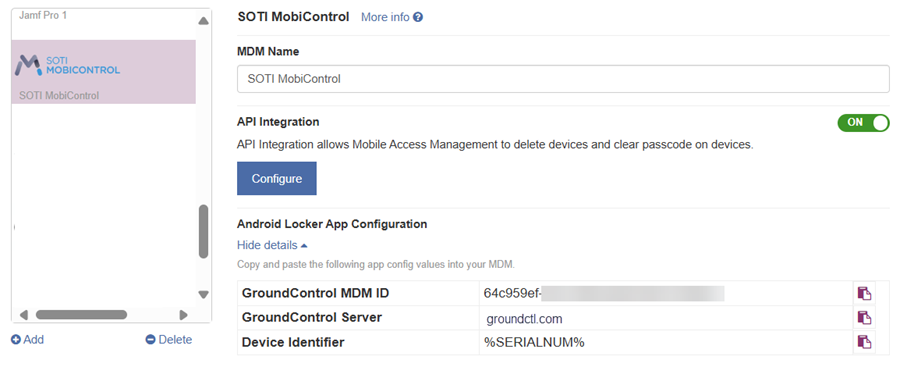 MDM Integration: SOTI MobiControl – Mobile Access Management