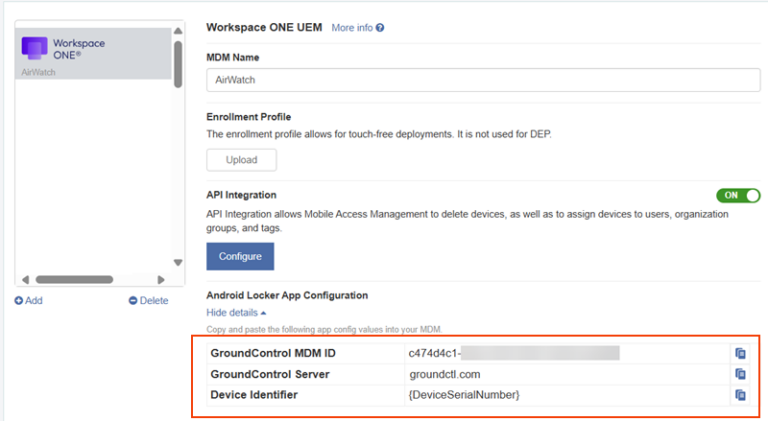MDM Integration: Omnissa Workspace ONE — Android – Mobile Access Management